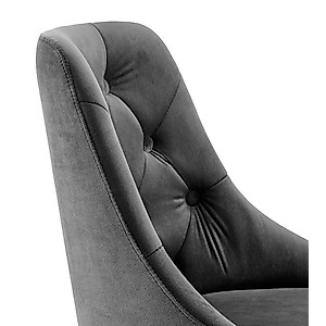 Modway Distinct Tufted Swivel Performance Velvet Office Chair, Gold Gray