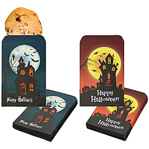 Iconikal Halloween Cookie Sleeves 120-Count - Spooky House & Jack-O-Lantern Designs - Perfect for Baked Goods, Treat Favors, Gifts