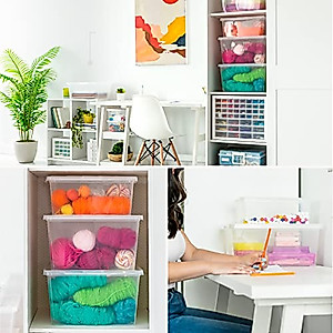 IRIS USA 17 Qt Clear Storage Box, BPA-Free Plastic Stackable Bin with Lid, 4 Pack, Containers to Organize Shoes and Closet Shelves, Classroom Organization Teacher Tools, Game Storage