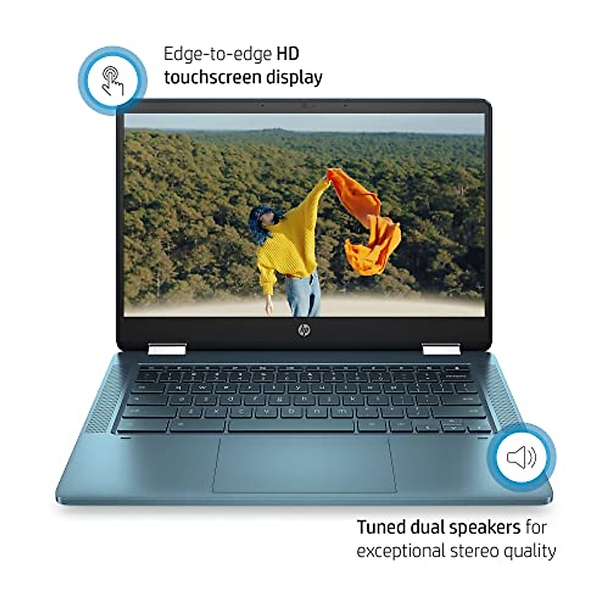 HP 2022 Newest X360 Chromebook Spin 2-in-1 Convertible Laptop Student Business, 14" HD Touchscreen, Dual Core Intel Celeron N4120 Processor, 4GB RAM, 64GB eMMC,Camera, Wi-Fi, Chrome OS+MarxsolCables