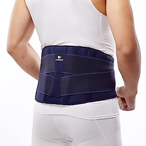 Comforband Adjustable Back Support Brace with Power Straps for Men and Women - Relief from Lower Back Pain, Strains, Arthritis, Herniated Disc, Sciatica, Scoliosis, Injury Recovery, Rehabilitation – Firm back support with Adjustable Compression (Navy, Reg