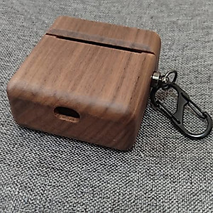 DAYJOY Handmade Nature Wooden Genuine Real Wood Protective Case Cover with Carabiner Compatible with New Bose QuietComfort Earbuds II/QuietComfort Ultra Headphones Earbuds (Walnut)
