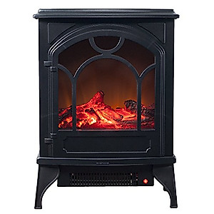 16.5-Inch Freestanding Classic Electric Fireplace with Remote – Adjustable Heat by Northwest (Black)