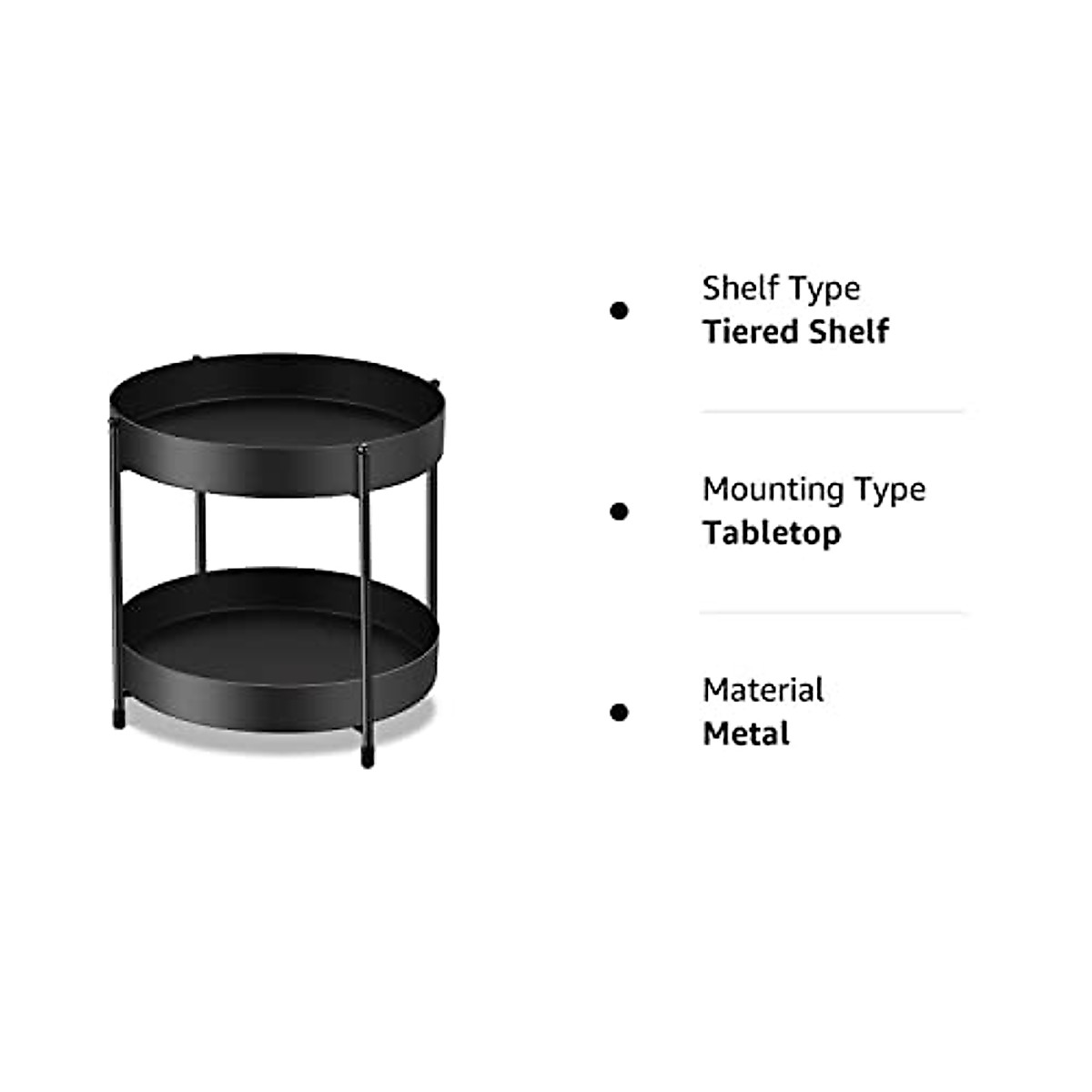 2-Tier Bathroom Countertop Organizer Decorative Tray Vanity Tray Cosmetic & Makeup Storage Standing Shelf, Black