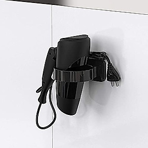 Fysupotsu Hair Dryer Holder Wall Mount,Self Adhesive Hair Tool Organizer Storage,Bathroom Hair Accessories Organizer,Blow Dryer Holder No Drilling (Full Black)