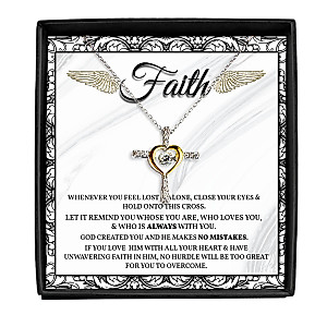 Confirmation Gifts For Teenage Girl, Friend, Family, Sterling Silver, 14K Gold Cross Necklace, First Communion Gifts for Girls, Faith, Love, Religious Gifts for Women, Gold Plated, Cubic Zirconia