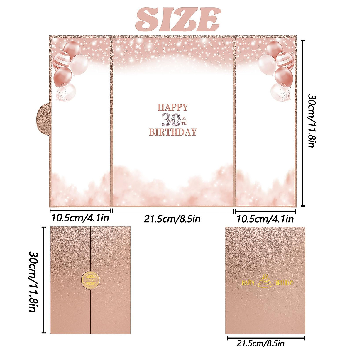 Trgowaul 30th Birthday Decorations for Women Guest Book Alternative Pink Rose Gold Happy 30th Birthday Signature Book, 30 Years Old Bday Signature Board 30th Birthday Party favor 30 Birthday Card Sign