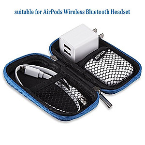 AGPTEK MP3 Player Case, Portable Clamshell Headphones Cover, Holder with Metal Carabiner Clip for 1.8 inch MP3 Players, iPod Nano, iPod Shuffle, Apple Airport, Blue