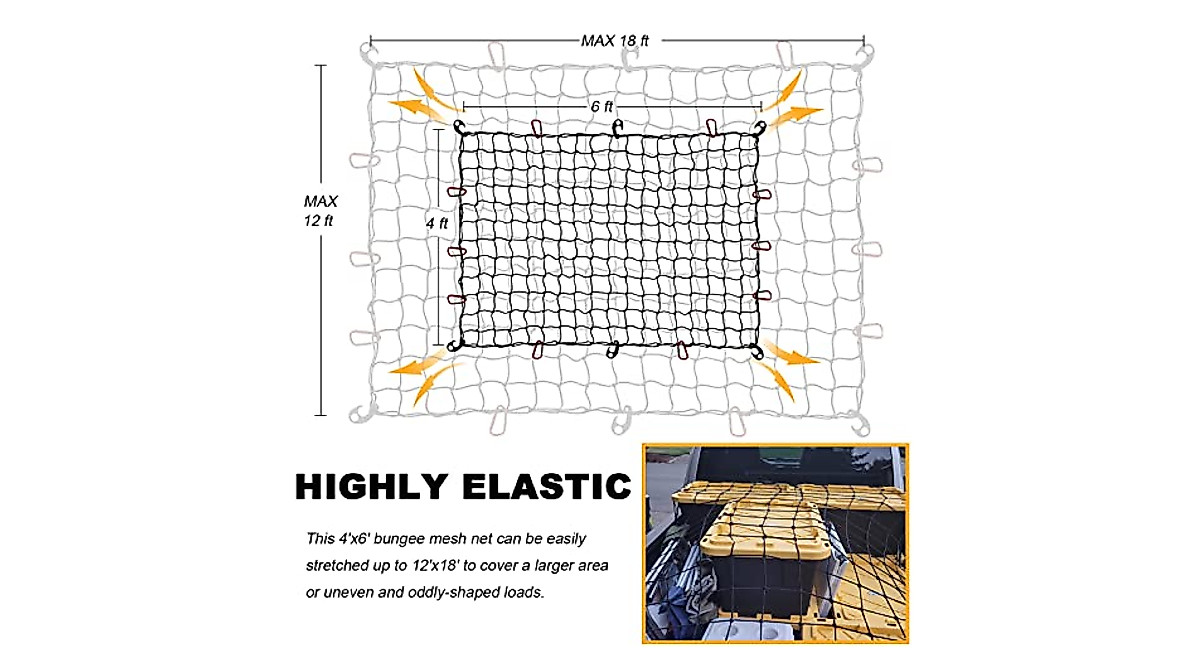 Heavy Duty Cargo Net 4'x6' to 12'x18' for Trucks & SUVs