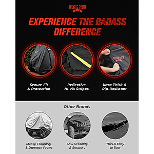 Badass Moto ATV Covers Waterproof Outdoor Heavy Duty, Rip-Resistant, Night-Reflective Quad Cover, 4 Wheeler Cover, Easy-Access Zipper & Vents Four Wheeler Accessories - ATV Gifts, Large 95" Long
