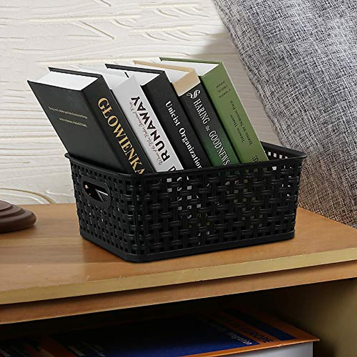 Xowine Black Plastic Storage Basket, Set of 6