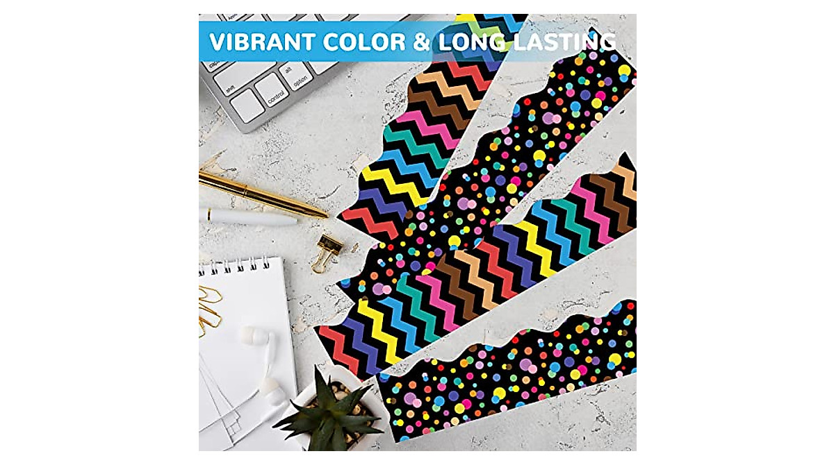 Bright Color Bulletin Board Borders - 80ft Decorative Trim