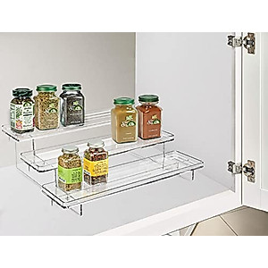 BodiCal 3-Tier Spice Rack Organizer for Cabinet- Spice Rack Seasoning Organizer, Tiered Medicine Cabinet Organizer, Kitchen Pantry Organization and Storage- 2 Pack/Clear