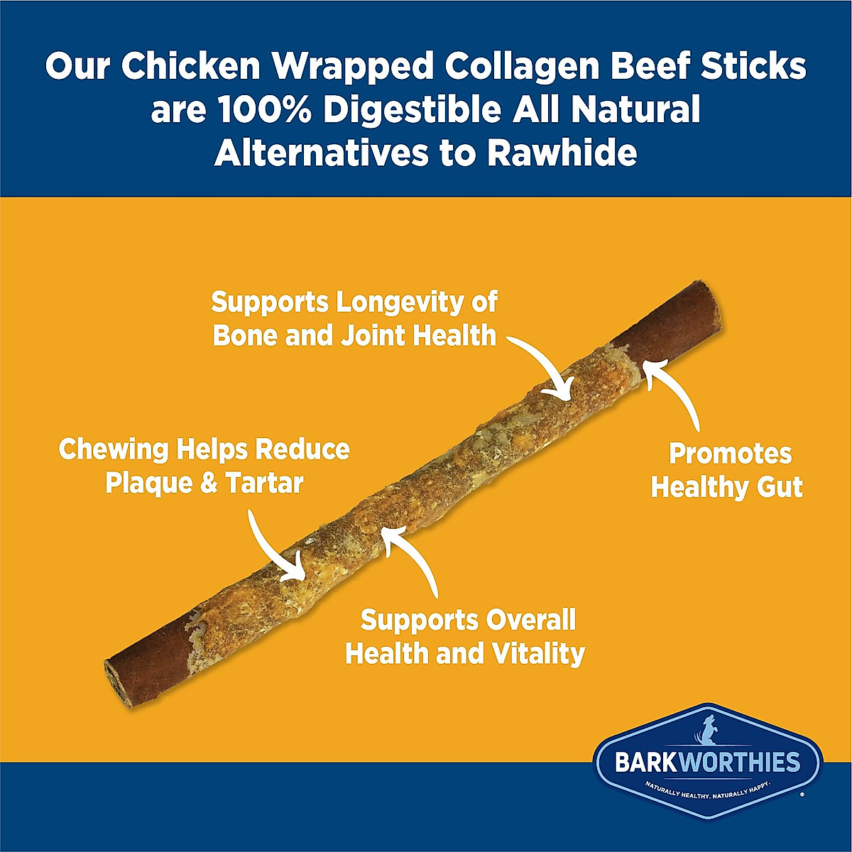 Barkworthies Chicken Wrapped Collagen Sticks Dog Treats (6-Inch, 3-Count)
