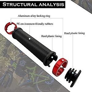 Bike Handlebar Grips, Non-Slip-Rubber Bicycle Handle Grip with Aluminum Lock, Bike Grip for Scooter Cruiser Tricycle Wheel Chair Mountain Road Urban Foldable Bike MTB BMX Beach Cruiser Scooter (Red)