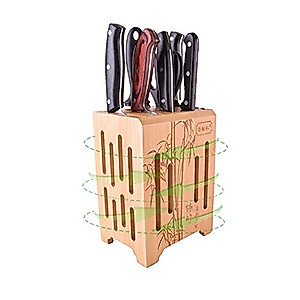 KGEZW Wood Kitchen Knife Holder Bamboo Multifunctional Storage Rack Household Knife Block Wall Mount Kitchen Knife Storage Tool