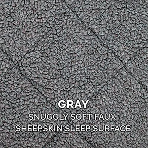 Furhaven Dog Bed for Extra Small Dogs & Indoor Cats, 100% Washable, Sized to Fit Crates - Sherpa Fleece Bolster Crate Pad - Gray, Extra Small