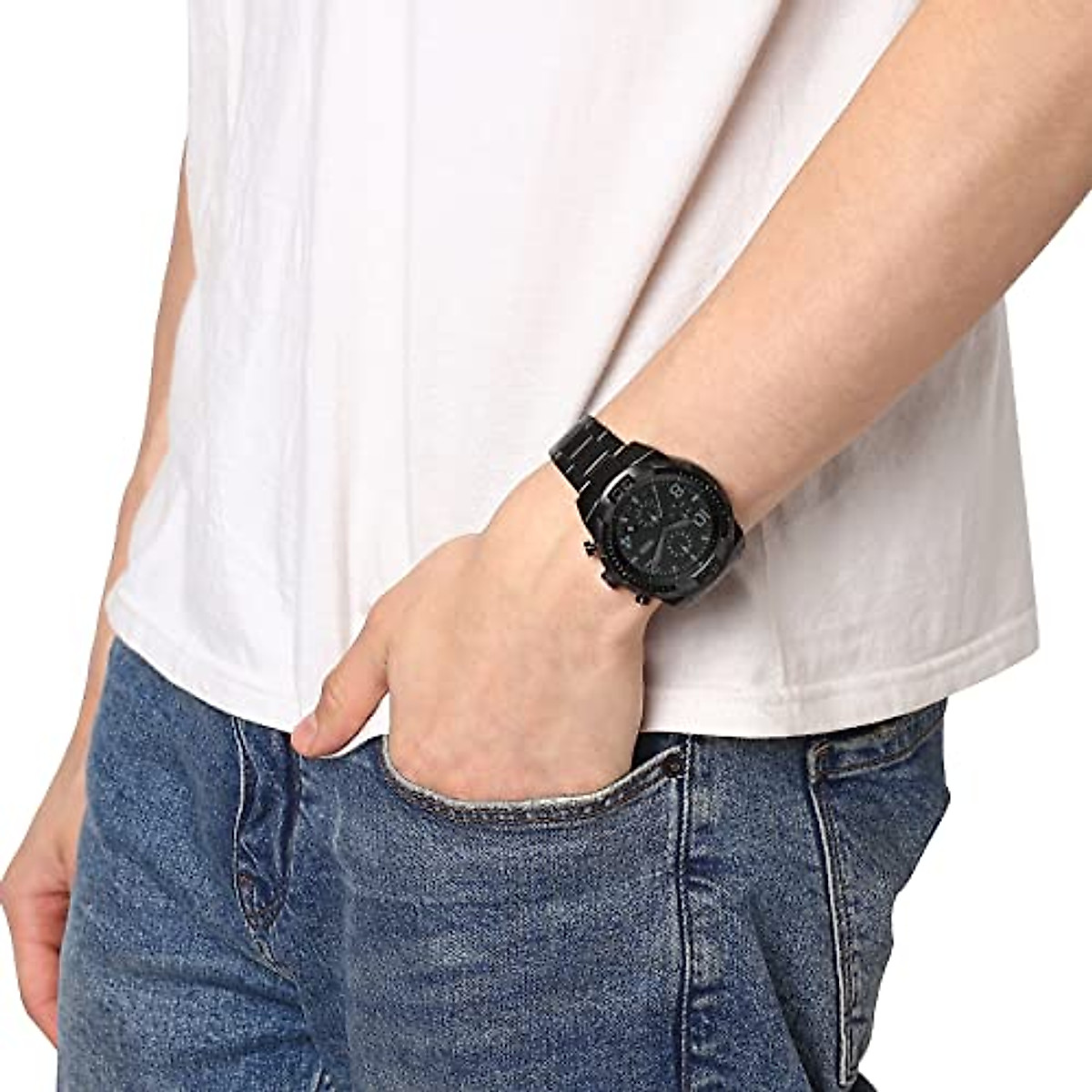 Fossil Men's Bronson Quartz Stainless Steel Chronograph Watch, Color: Black (Model: FS5712)