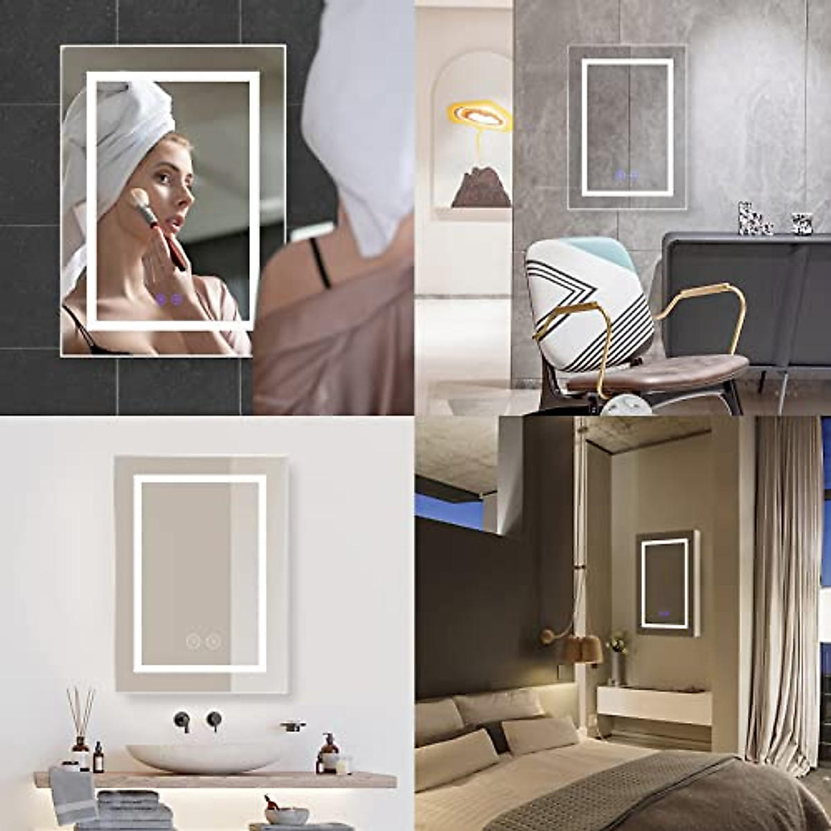 LALAHOO 20" x 28" Bathroom Medicine Cabinet with Mirror,Medicine Cabinets with Large Storage,Single Door LED Bathroom Wall Cabinet with Shelves,Dimmer and Anti-Fog