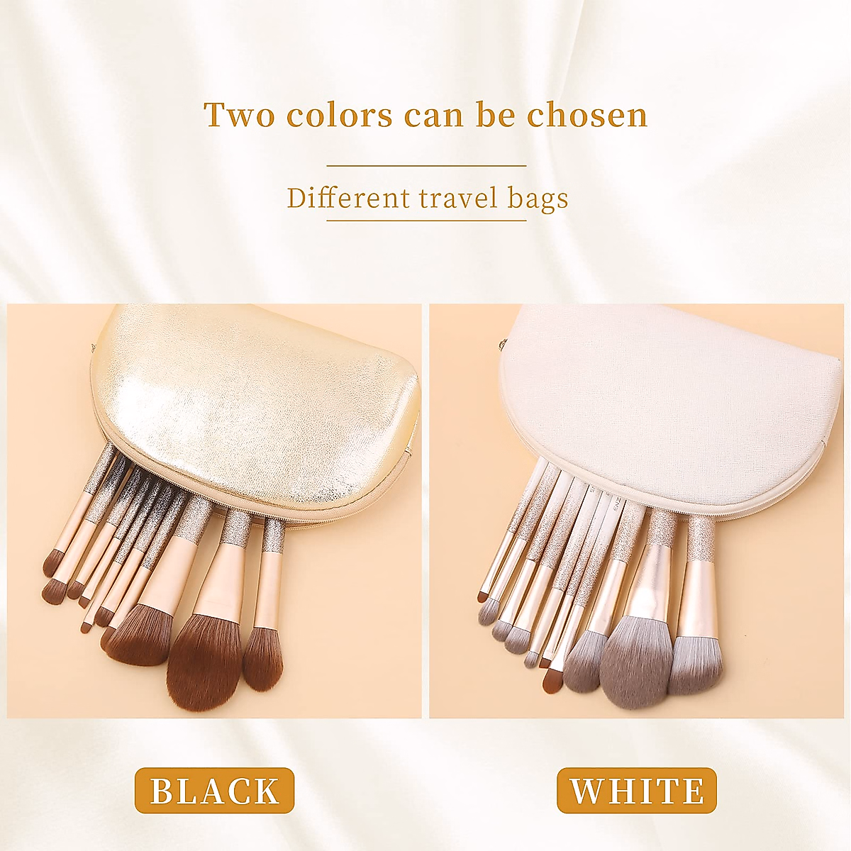 ENZO KEN Natural Hair Makeup Brush Set Professional, Sable Makeup Brushes Set with Case, Natural Hair Brushes Makeup Set, Glitter Make up Brushes Set Professional, Natural Makeup Brushes - ORRA, Black