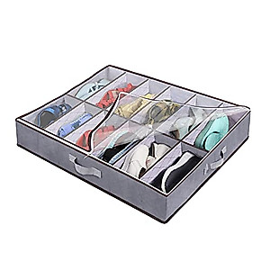 2 Pack Under Bed Shoe Storage Organizer Bag with Lid and Zipper Foldable Underbed Storage Container Under Bed Shoe Storage Solution 80×63×15cm