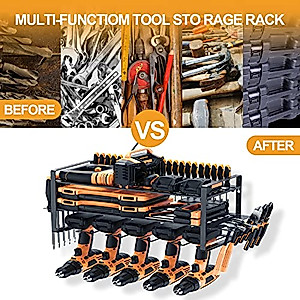 THILEMON Power Tool Organizer, 3 Layers 5 Drill Holder Of Heavy Metal Power Tool Organizer Wall Mount, Garage Organizatio， Power Tool Organizer