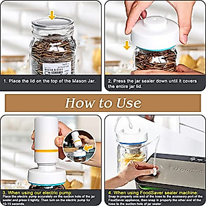 Vacuum Sealer for jars, Mason Jar Vacuum Sealer, Jar Sealer Attachment for Food Saver Vacuum Sealer Machine, Canning Sealer for Food Storage by FUMAX
