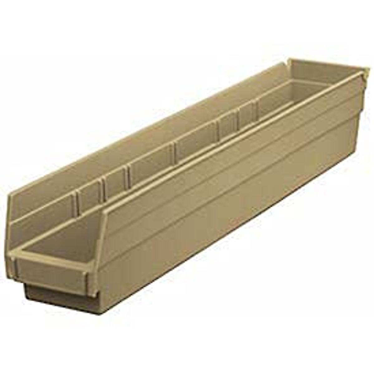 Plastic Shelf Bin Nestable 4-1/8"W X 23-5/8" D X 4" H Beige - Lot of 12