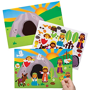 Baker Ross AT581 Holy Week Sticker Scene Kits - Pack of 5, Beautiful Scenes with Assorted Holy Week Stickers for Children's Art and Crafts, Multicolor