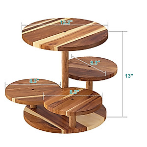 Vriccc Cupcake Stand, 4 Tier Round Cupcake Tower Stand for 50 Cupcakes, Tiered Serving Trays, Wood Cake and Cupcake Stand Combo, Farmhouse Tiered Tray Decor, Cupcake Display for Birthday Party