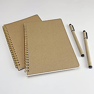 AOU A5 Dotted Bullet Journals Dot Grid Aesthetic Spiral Notebooks Paper Pad for Note Taking 2-Pack 200 Pages Writing Notepads for School 8.3" x 5.7" with 2 Gift Black Ink Gel Pens