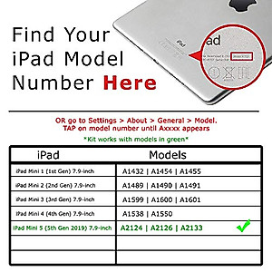 Repair Parts Plus for iPad Mini 5 (5th Gen) Screen Replacement LCD and Glass Touch Digitizer Premium Kit (7.9", A2126 | A2124 | A2133) + Sleep/Wake Sensor (Silver | Gold) + Adhesive - White
