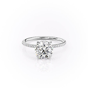 etneyjewels 14K Solid Gold Round Brilliant Cut 1.00Ct Simulated Diamond Engagement Ring Half Eternity Wedding Anniversary classic prong set diamond engagement ring (etneyjewels 14K White Gold, 3)