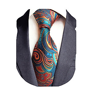 GUSLESON Mens Floral Tie Fashion Necktie for Wedding Party (0694-05)