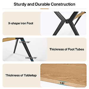 Tribesigns 63" Dining Table for 4-6 People, Modern Rectangular Kitchen Table Dinner Table, Large Dining Room Table with X-Shaped Iron Frame and Thickened Board