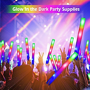 LUDILO Foam Glow Sticks Bulk Party Pack 18PCS Glow in the Dark Party Supplies for Adults Led Foam Sticks Foam Glow Sticks for KidsBirthday Wedding Dance Floor Props Concert Halloween Party Favors