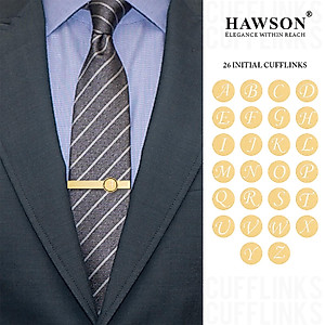 2 inch Tie Clips for Men A-Z Tie Bar Clips for skiny Necktie and Regular Necktie Personalized Tie Clips for Wedding Meeting Business Occasion -