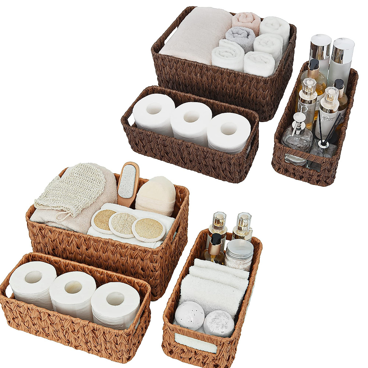 GRANNY SAYS Bundle of 3-Pack Waterproof Wicker Baskets Storage & 3-Pack Wicker Storage Baskets
