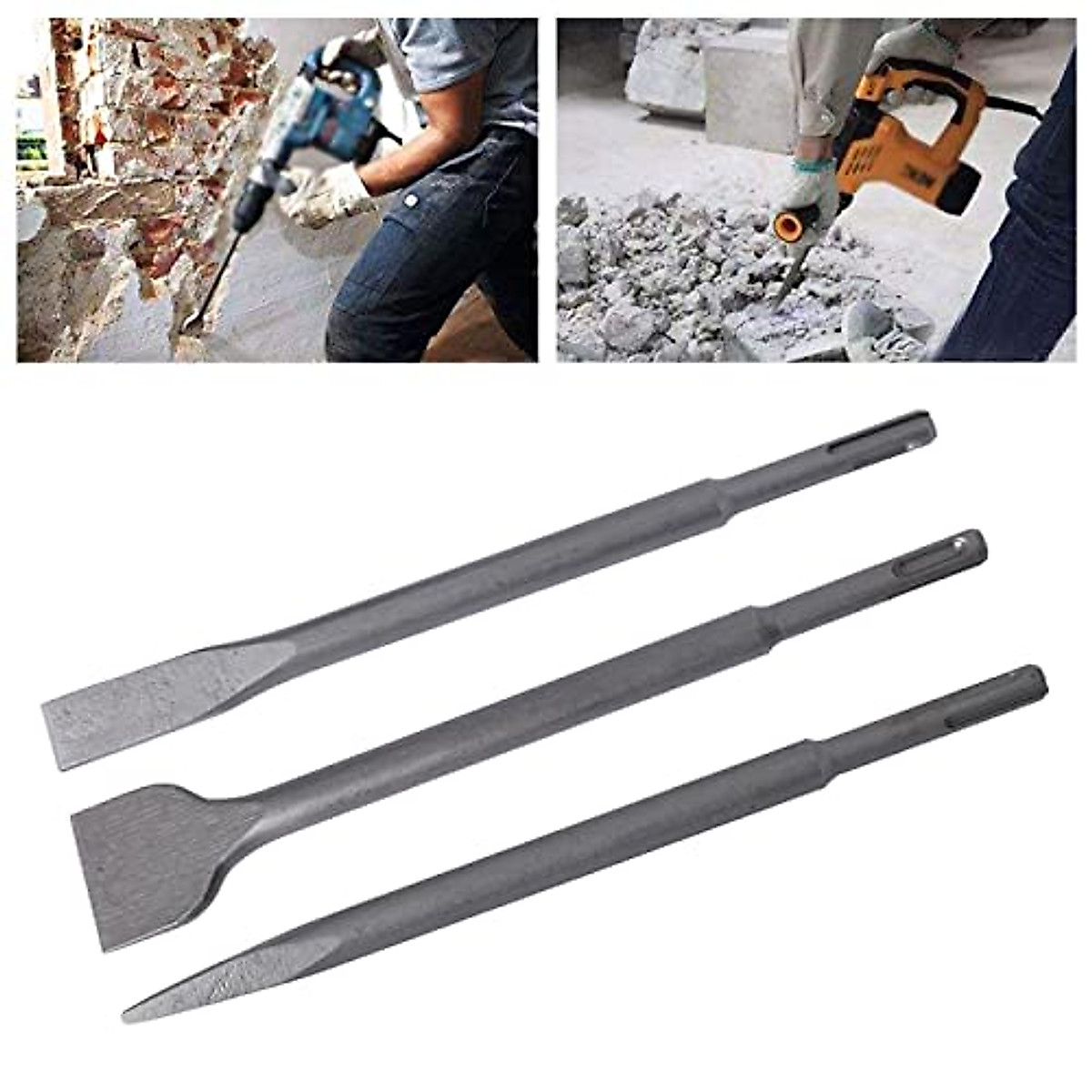 ✪ 3x SDS Plus Chisel Set Round Handle Point Chisel Flat Chisel Wide Chisel Tools