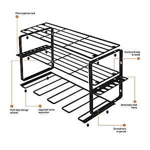 TC-HOMENY Power Tool Organizer, 3 Tier Garage Tool Storage Rack, Power tool organization and storage, Wall Mounted Drill Rack, Removable Design for Workshop ToolRoom Garage (Black)
