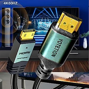 YOTETION Mini HDMI to HDMI Cable 50FT, High-Speed HDMI to Mini HDMI Support 3D 4K/60Hz 1080p 720p Compatible with Camera, Camcorder, Tablet and Graphics/Video Card, Laptop, Raspberry Pi Zero W