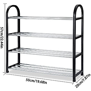 Hunkie 4-Tier Shoe Rack,Resin and Metal Footwear Organizer, Multi-Purpose Shoe Rack,Hold 12-Pair Shoes,Support Boots,for Entryway,Bedroom,Porch