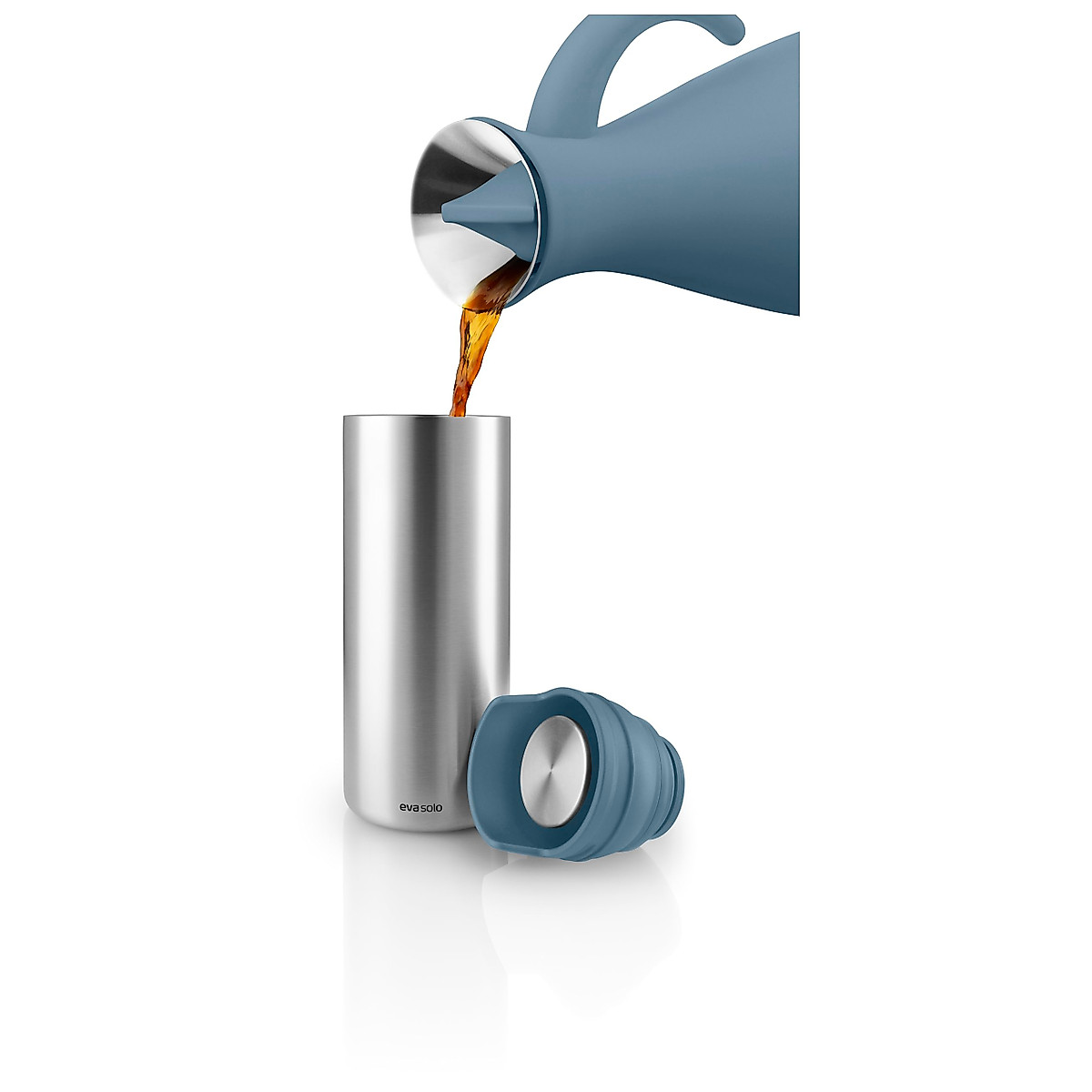 EVA SOLO | Urban To Go Cup 0.35 L Dusty Blue | Double-Walled Thermo With Vacuum Insulation | Dishwasher-safe With Practical Easy Grab Strap & Click Lid