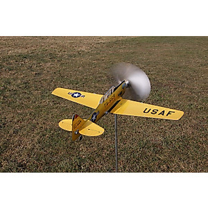 at-6 Airplane Windwheel; Propeller Turns When Windy; Stainless Steel; Garden Decoration