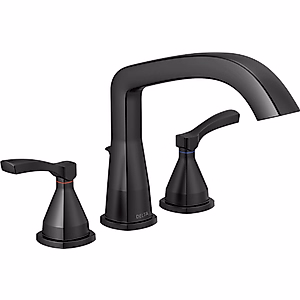 DELTA FAUCET T2776-BL Three Hole Roman Tub Trim Deck-Mount Without Diverter, Matte Black