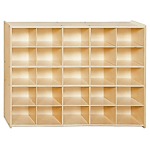 Contender 25 Cubby Birch Plywood Tray Storage Cabinet, Office and Homeschool Organizer for Toys, Books, Art and Craft Supplies, Greengaurd Gold Certified