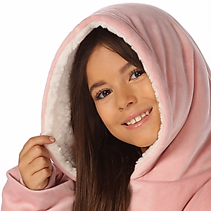 THE COMFY JR | The Original Oversized Microfiber & Sherpa Wearable Blanket for Kids, Seen On Shark Tank, One Size Fits All (Blush)