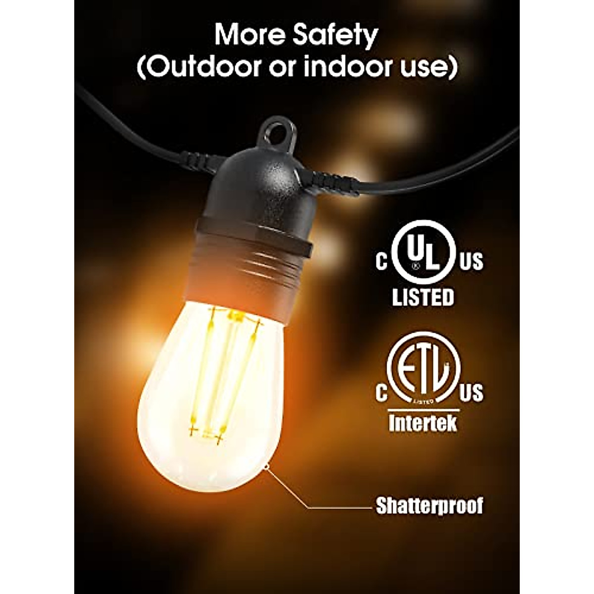 NIUAWASA Outdoor String Lights Patio Light 64FT LED Dimmable Lighting 23 Shatterproof S14 Plastic Bulbs 20 Hanging Sockets Waterproof for Outside Cafe Bistro Porch Gazebo Backyard Party Deck Garden