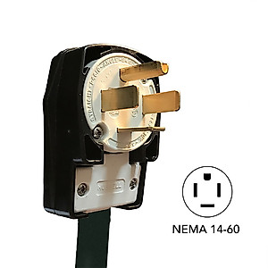 WattZilla Black Mamba: Level 2, 48 Amp EVSE, 25' J1772 Charging Cable, 6' Power Cable w/NEMA 14-60 Plug, UL/cUL