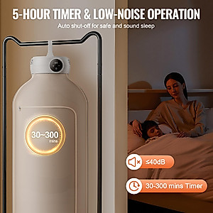 VEVOR Portable Clothes Dryer, Clothes Dryer with Dryer Bag, PTC Heating & LED Display, Foldable Mini Dryer with 5-H Timer for Apartments, Dorms, RVs, or Hotels, 600W, Beige